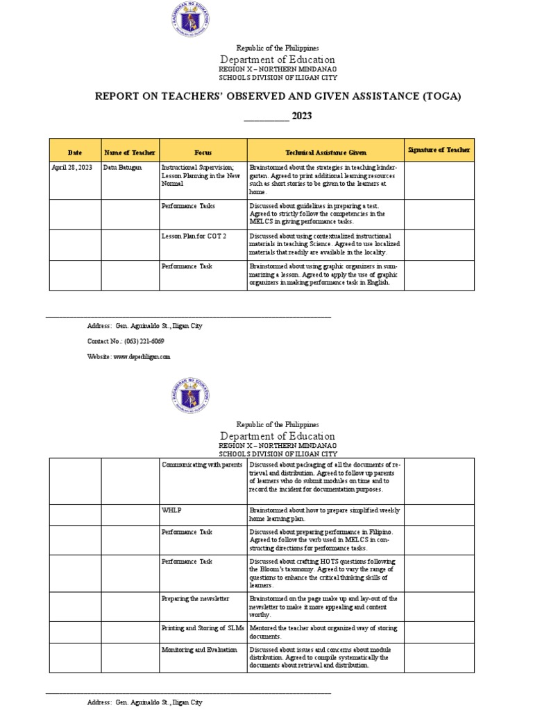 Sample TOGA | Download Free PDF | Learning | Teachers