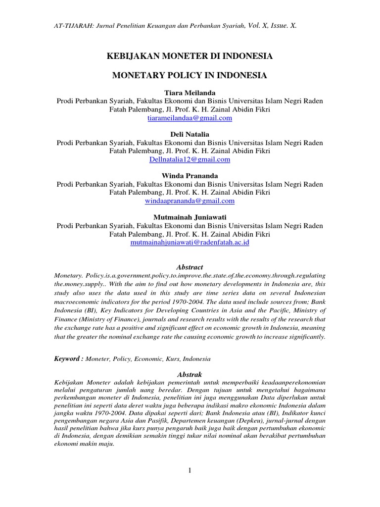 Monetary Policy in Indonesia | PDF | Business | Social Science