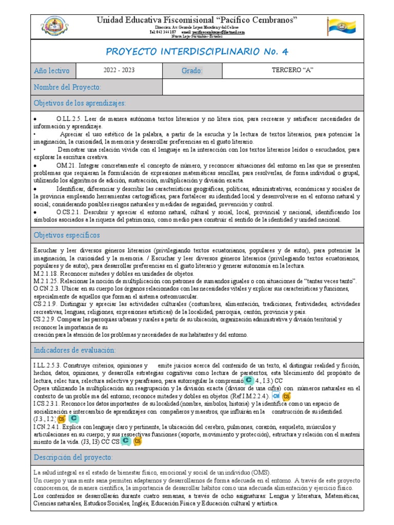 PROYECTO INTERDISCIPLINAR No. 4 | PDF