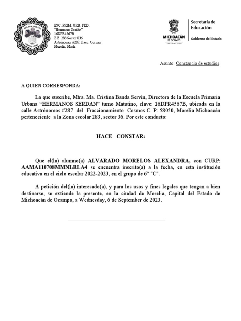 Hace Constar:: Educación | PDF