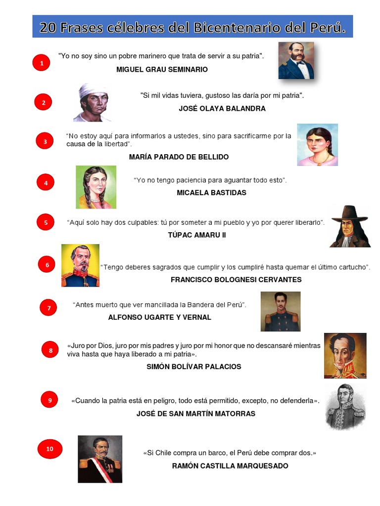 Frases célebres de héroes peruanos | PDF | Perú | América del Sur