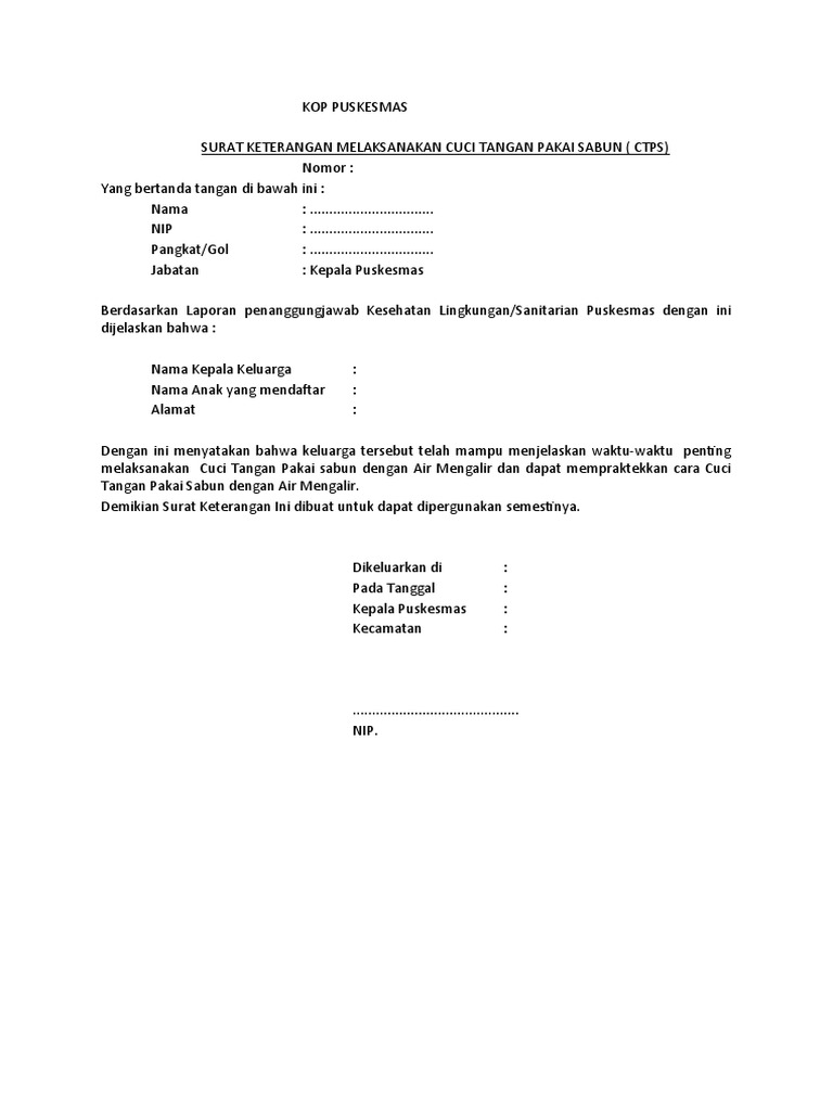 Form Surat Keterangan CTPS | PDF