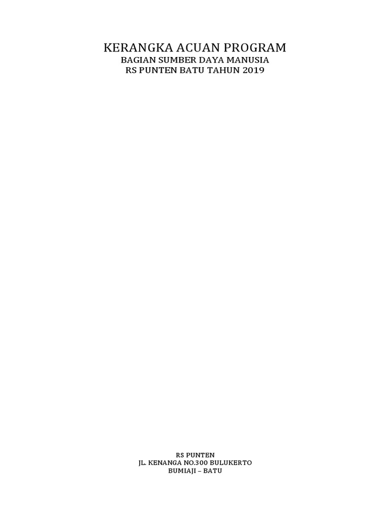 Kerangka Acuan Kerja Bidang SDM RS | PDF | Bisnis