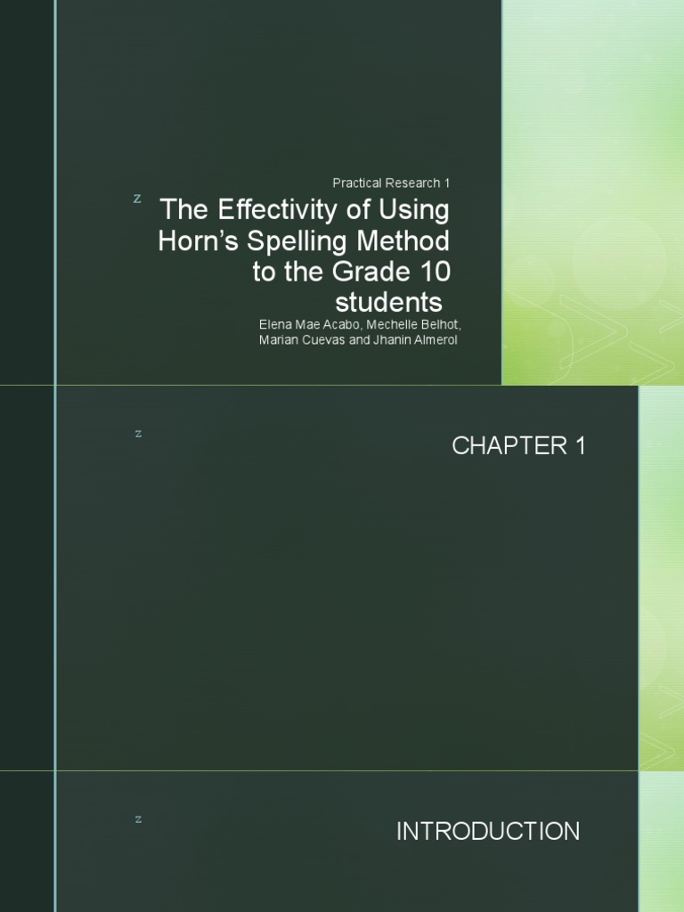 PR Horn's Spelling Method | PDF | Qualitative Research | Methodology