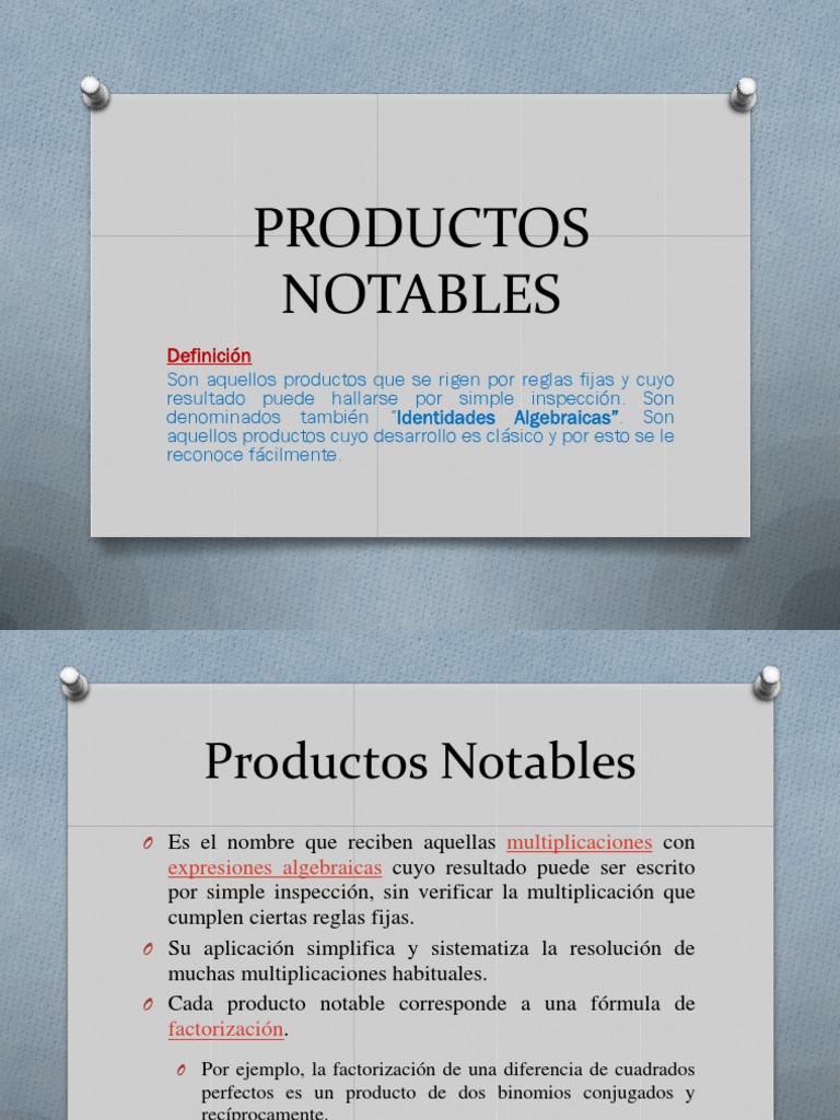Definición y Reglas de Productos Notables | PDF | Factorización ...