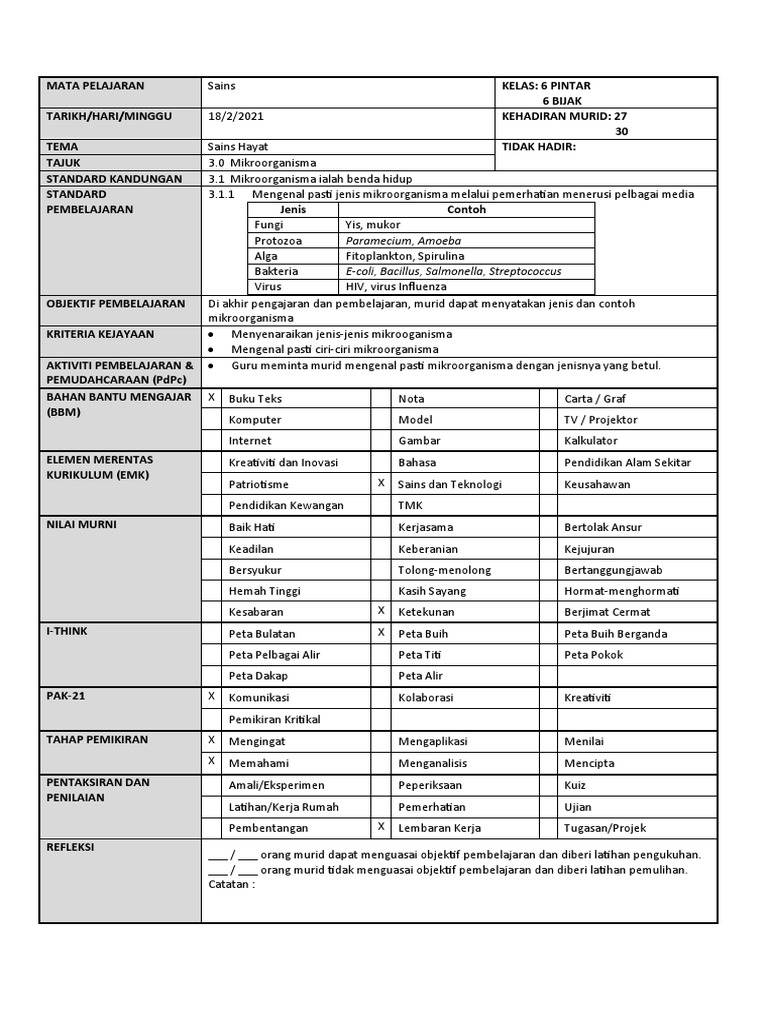 RPH Sains T6 UNIT 3 | PDF