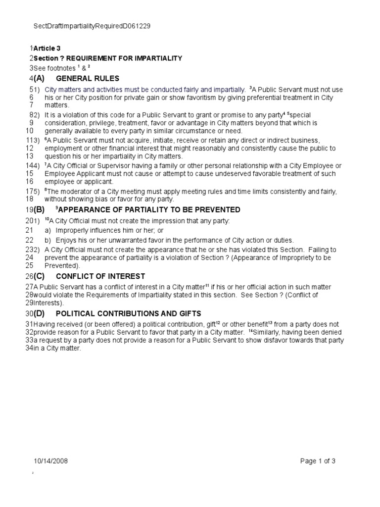 City Public Servant Impartiality Guidelines | PDF | Conflict Of ...