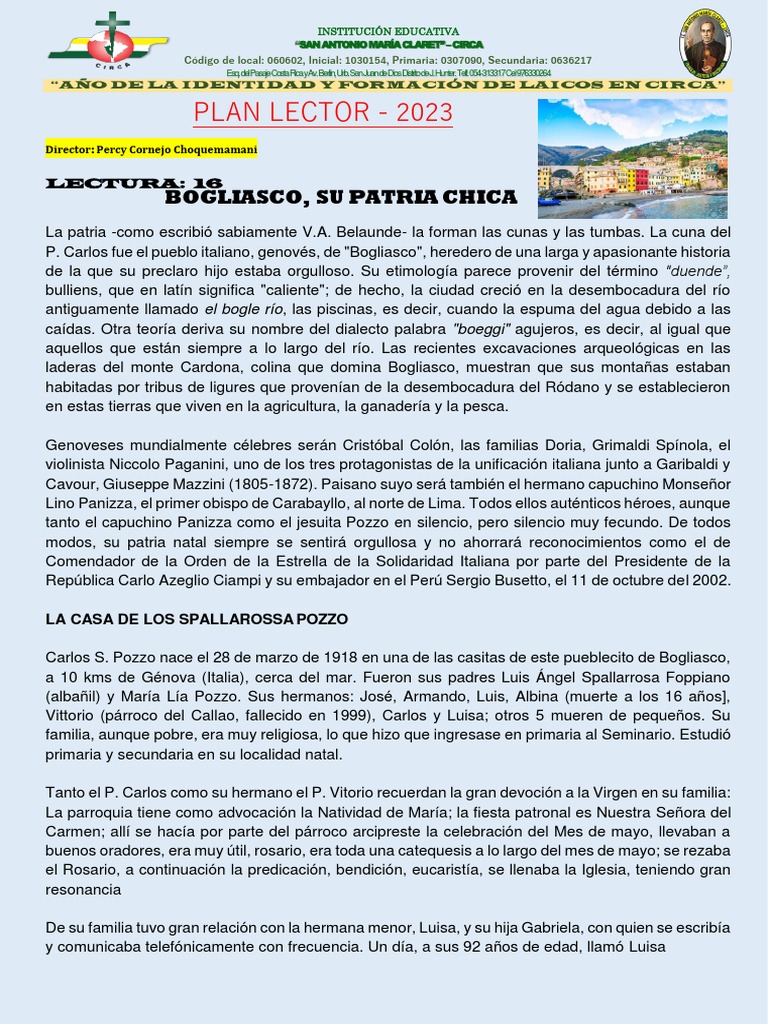 Lect. 16 Bogliasco, Su Patria Chica... | PDF