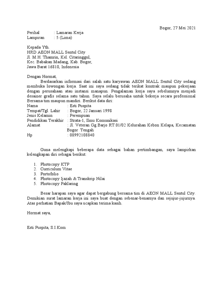 Surat Loker | PDF