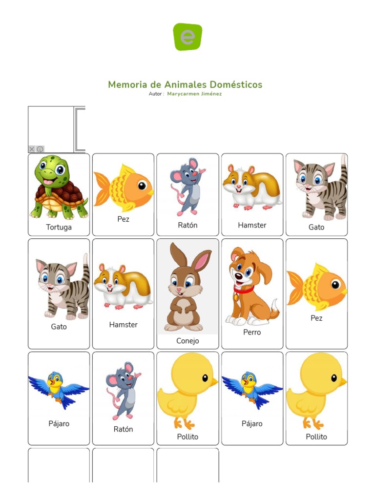 Imprimir Memory - Memoria de Animales Domésticos | PDF
