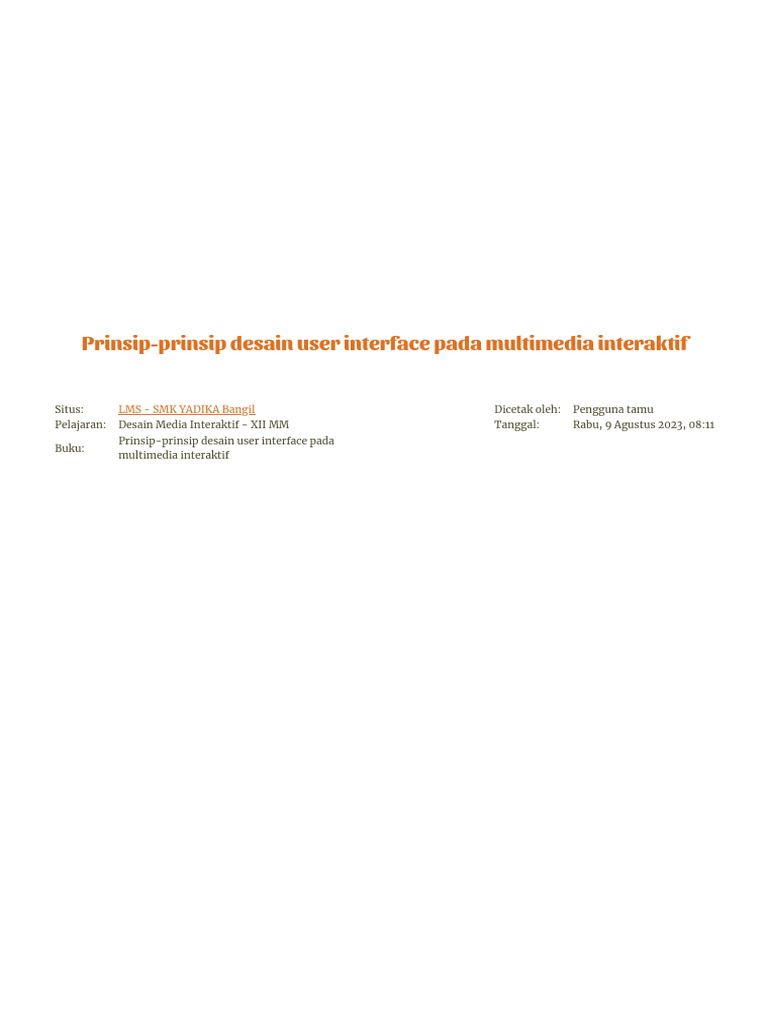 Prinsip-Prinsip Desain User Interface Pada Multimedia Interaktif | PDF