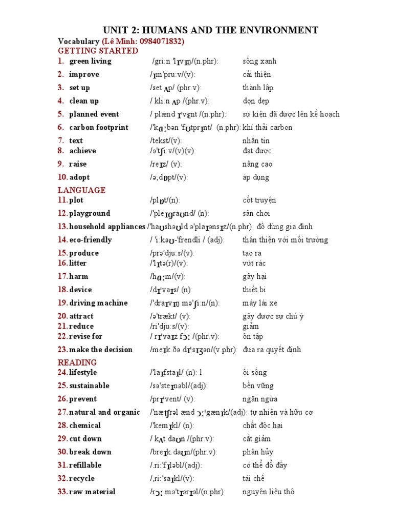 Unit 2 Humans and The Environment Key | PDF