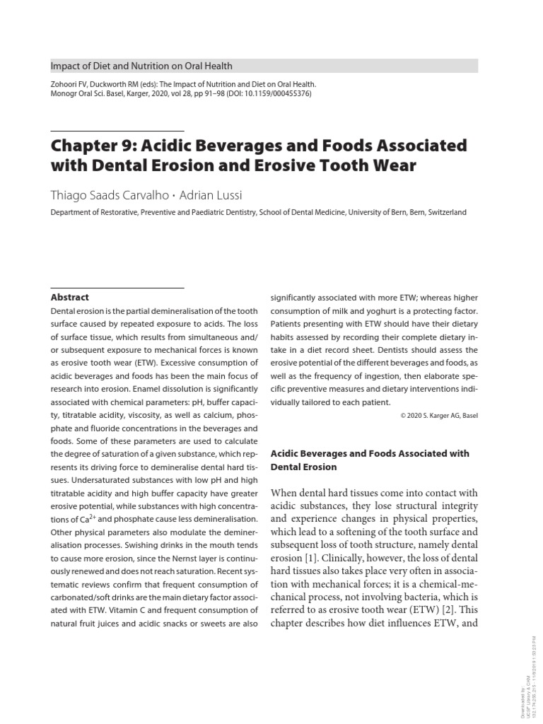 Acidity of Foods Impacting Dental Erosion | PDF | Ph | Acid
