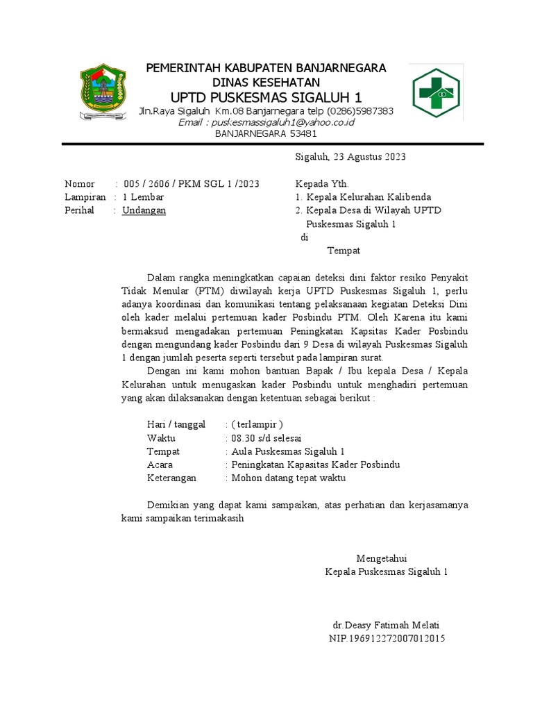 Undangan Kader Posbindu - 2023 - Rev | PDF