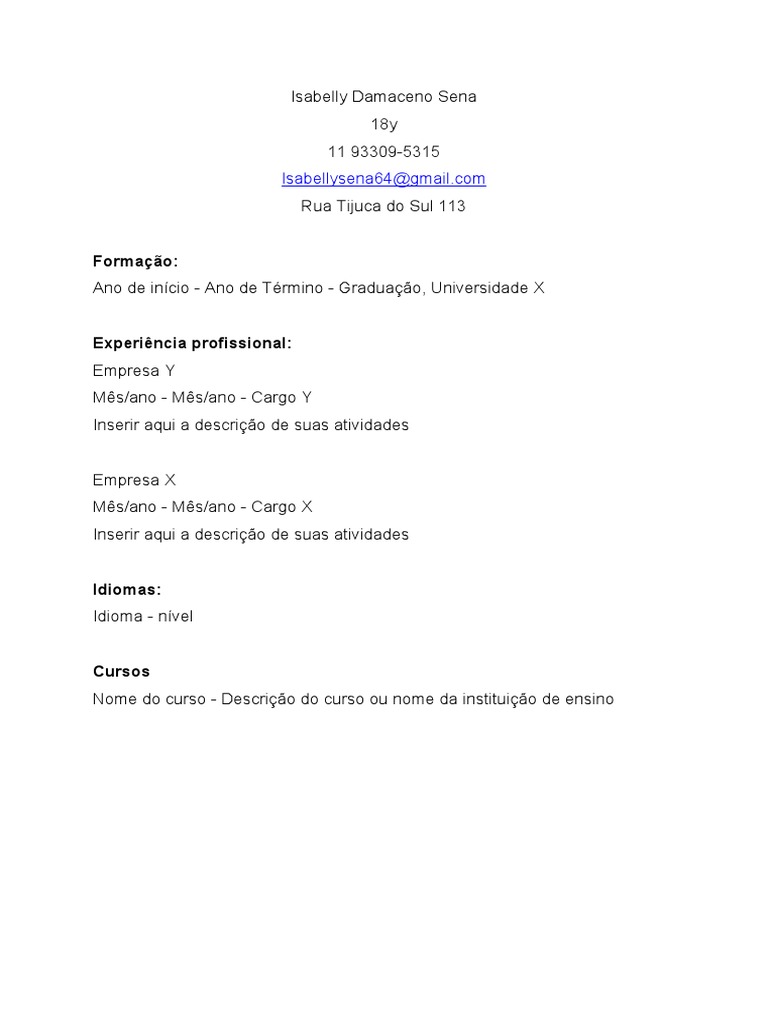 Modelo de Currículo Simples 2 | PDF