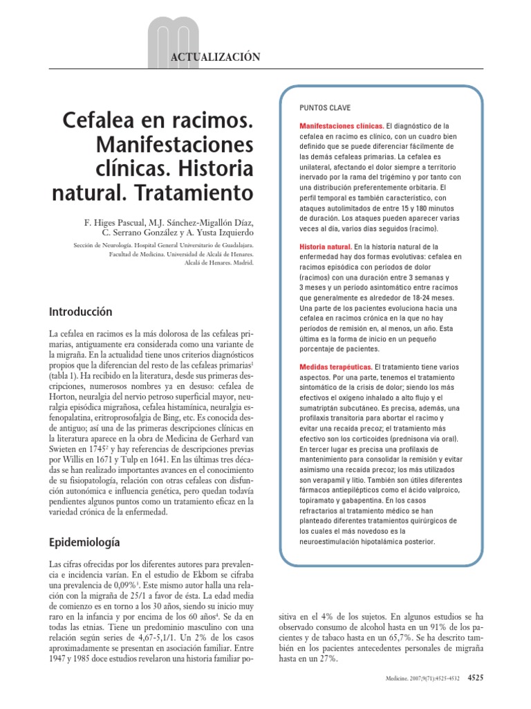 13 Cefalea en Racimos. Manifestaciones Clínicas. Historia Natural ...