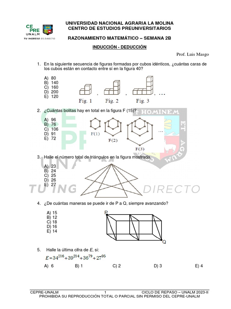 RM - Semana 2B - Ciclo de Repaso Unalm 2023-Ii - L. Masgo - LM | PDF ...