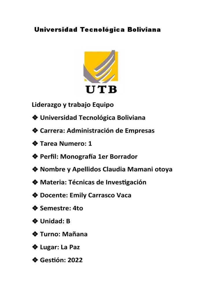 Universidad Tecnológica Boliviana | PDF | Liderazgo | Business