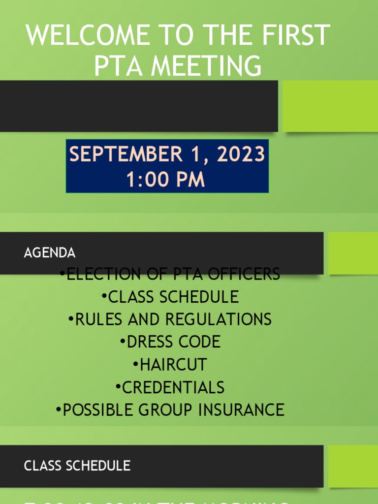 Pta Meeting First | PDF