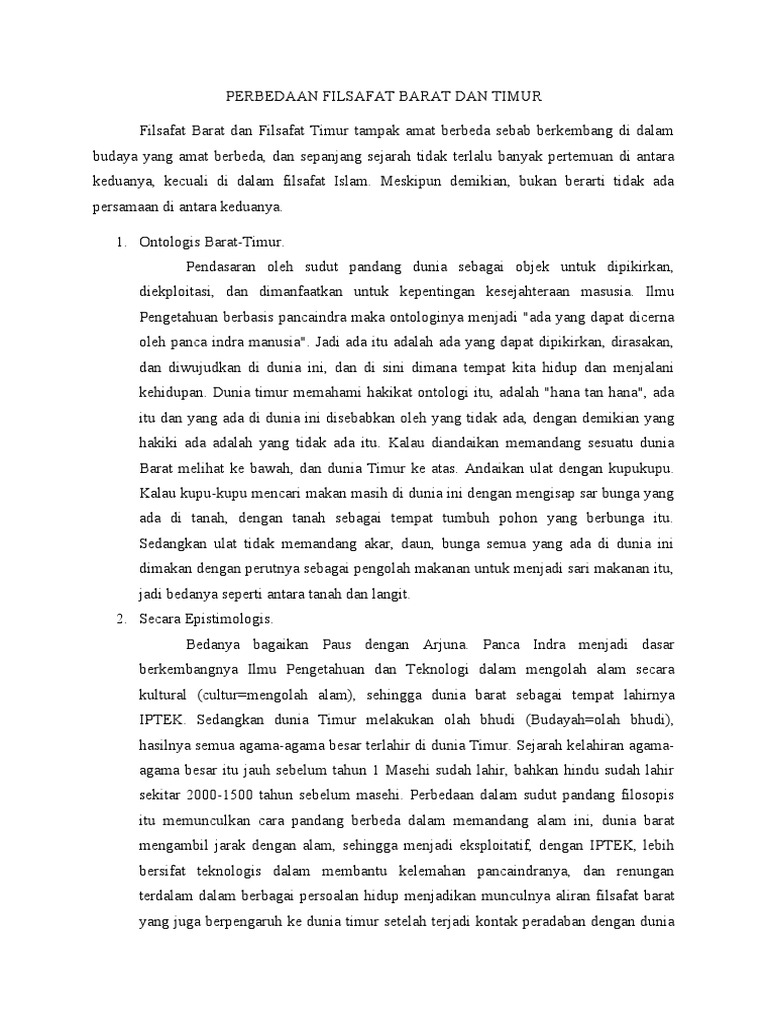Perbandingan Filsafat Barat dan Timur | PDF | Ilmu Sosial