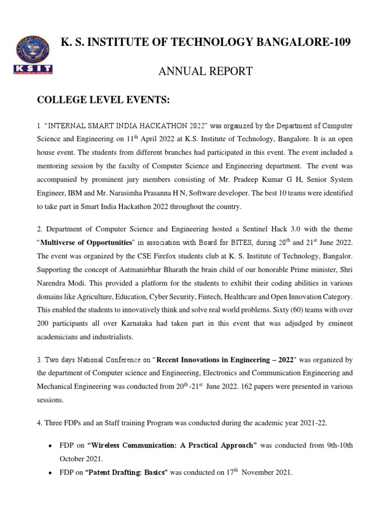 Annual Report 2021-22 | PDF | Engineering | Computing