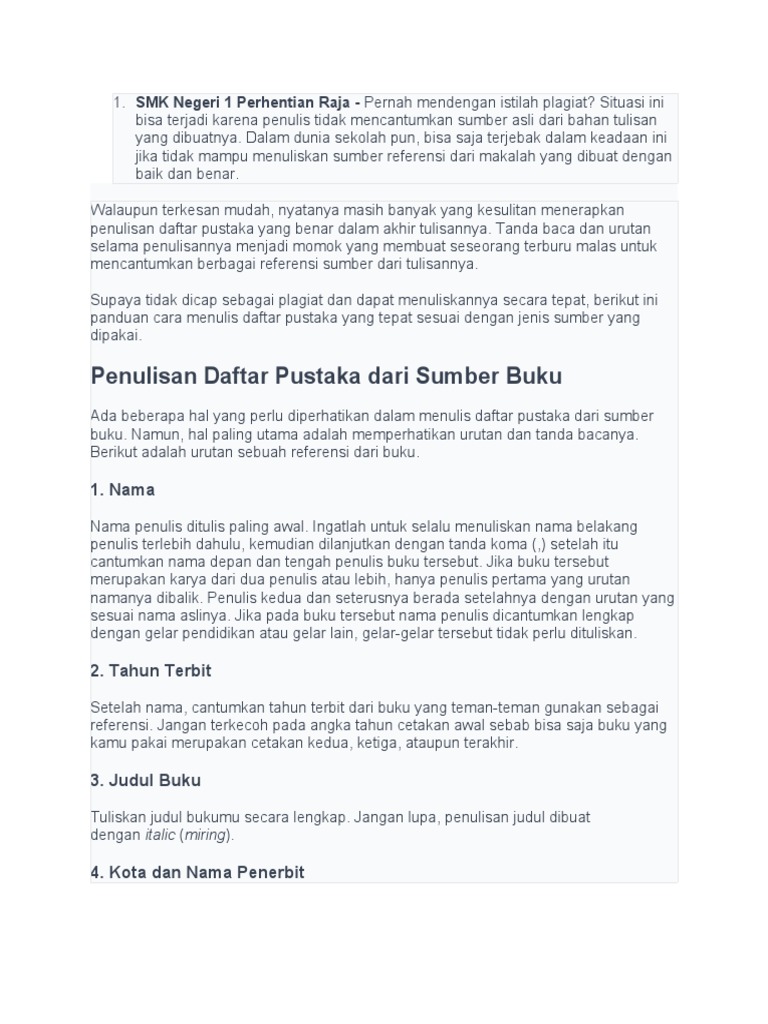 Panduan Penulisan Daftar Pustaka | PDF