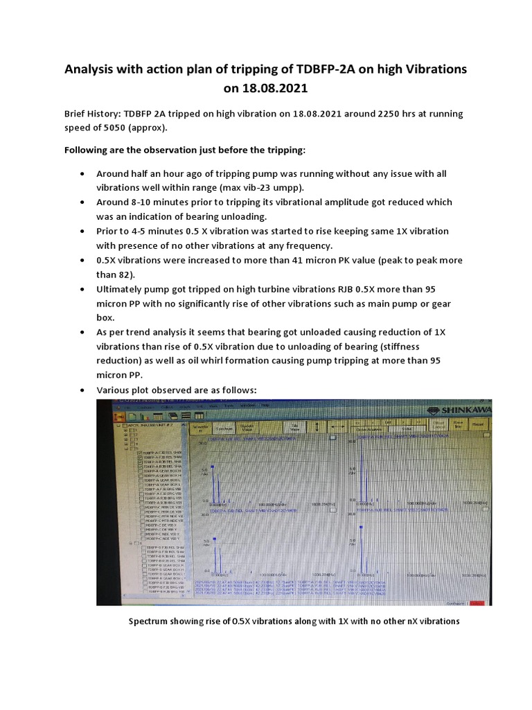 Vibration Tripping Report TDBFP2A | PDF