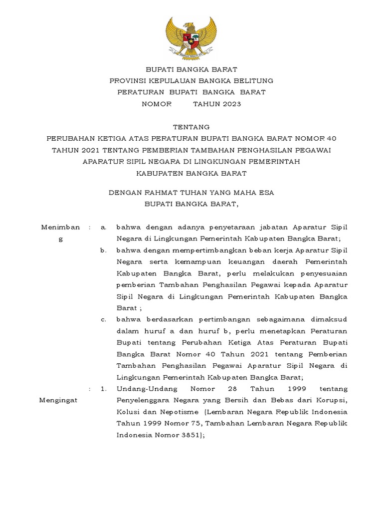 Perbup TPP 2023 - Perubahan Ketiga | PDF