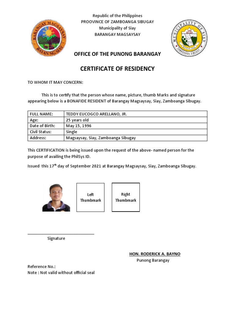 Certificate of Residency | PDF