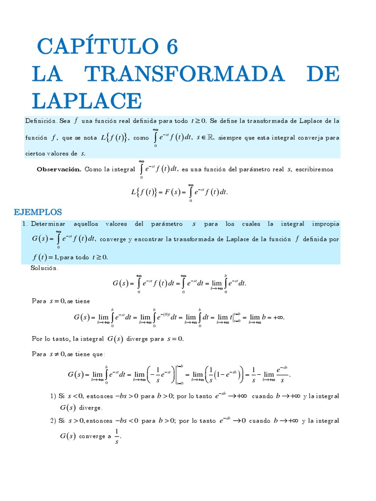 CAP 7 TRANSFORMADA DE LAPLACE | PDF | Función continua | Funcion exponencial
