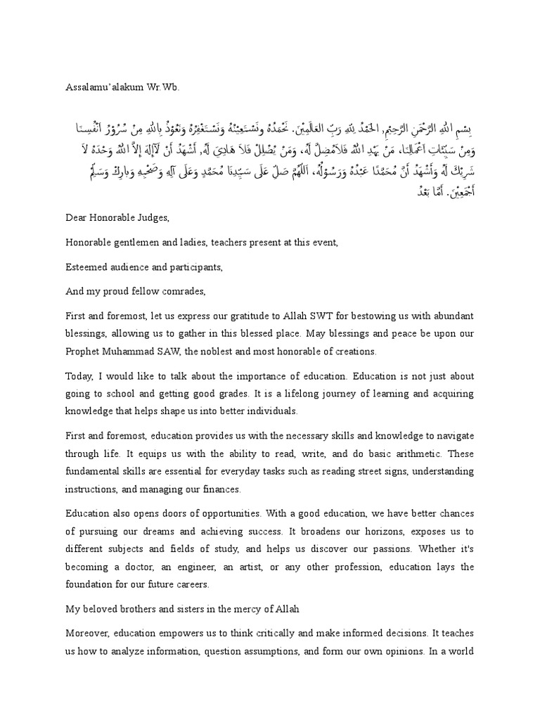 Pidato Bahasa Inggris Fix | PDF | Psychological Concepts | Behavioural Sciences