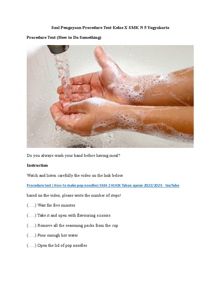 Soal Pengayaan Procedure Text Kelas X SMK | PDF