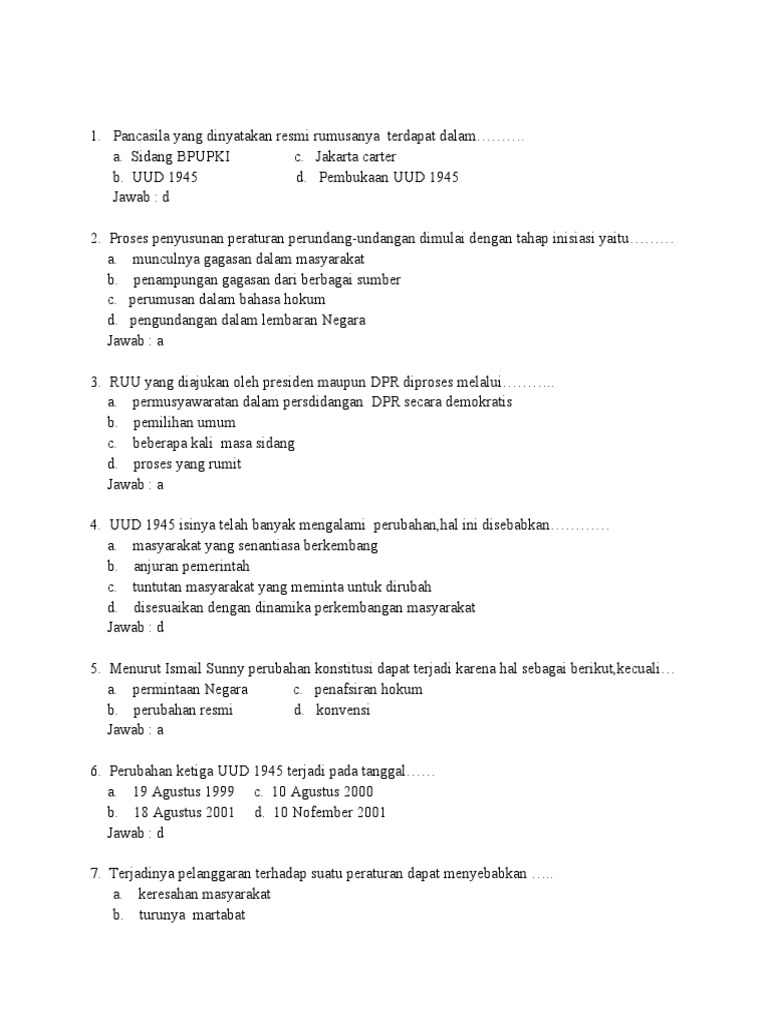 Soal Ujian PKN Kelas 7 | PDF