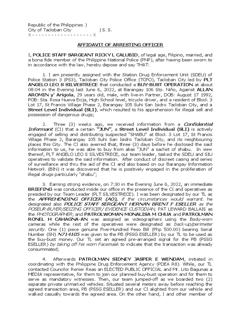 Affidavit of Ao | PDF | Affidavit | Law Enforcement
