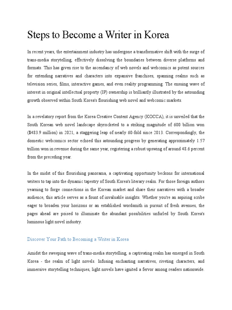 Writing Success in Korea's Literary Scene | PDF | South Korea | World ...