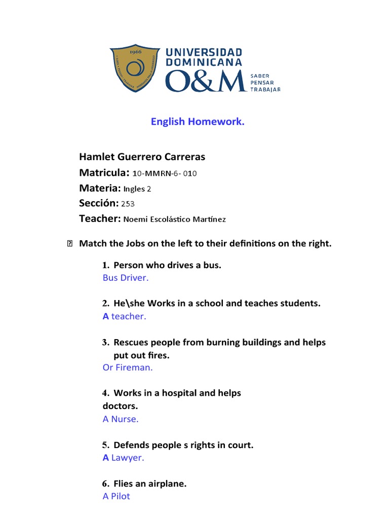 English Homework | PDF