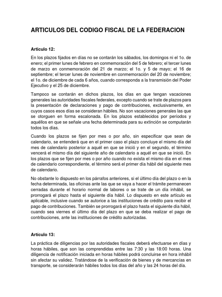 Articulos Del Codigo Fiscal de La Federacion | Descargar gratis PDF ...