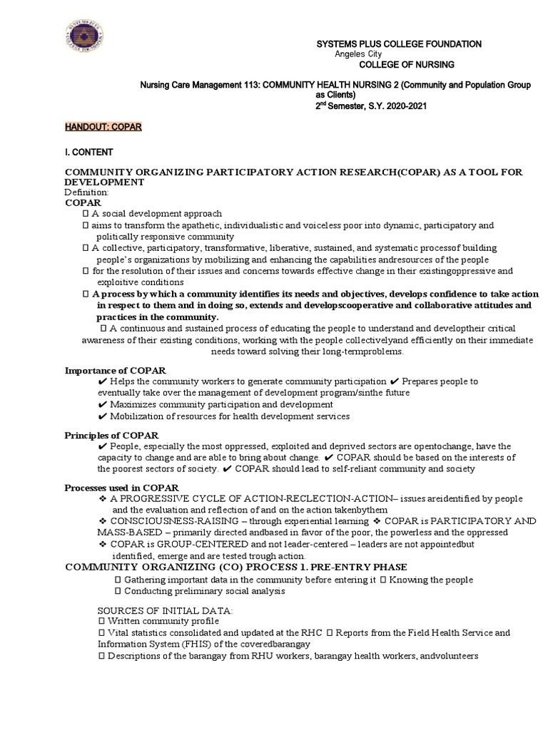 Copar Lecture | PDF | Community | Participatory Action Research