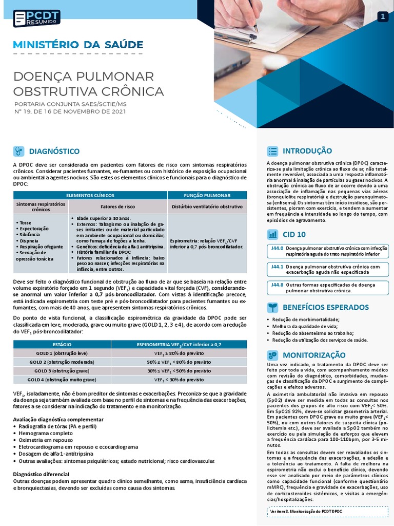 PCDT Resumido DPOC Final | PDF | Doença de obstrução pulmonar crônica ...