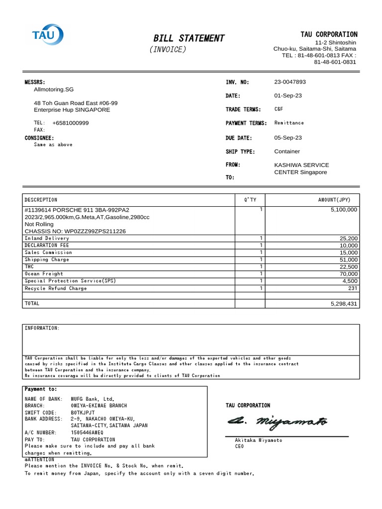 Bill Statement: (Invoice) | PDF | Insurance | Economies