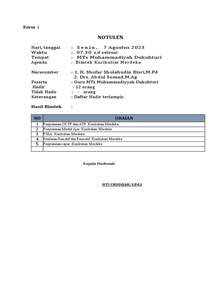 Contoh Notulen | PDF