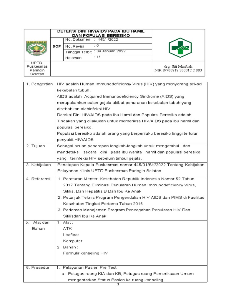 Sop Deteksi Dini Hiv | PDF
