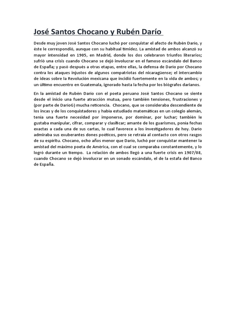 José Santos Chocano y Rubén Darío | PDF
