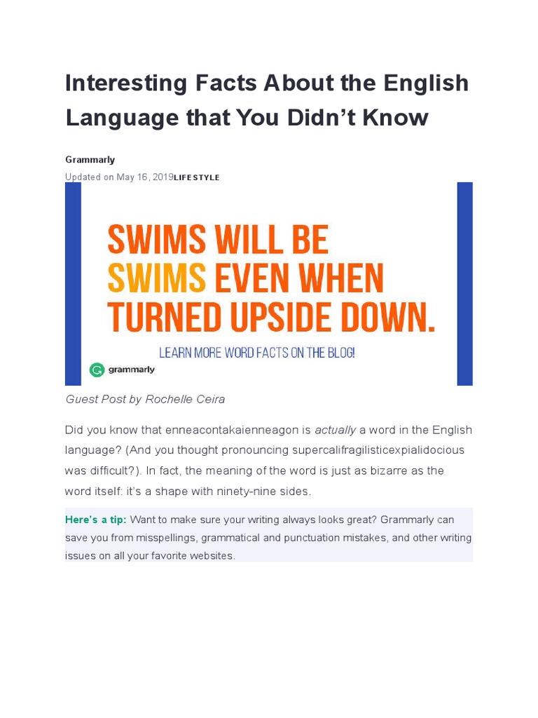 Interesting Facts About The English Language That You Didn | PDF ...