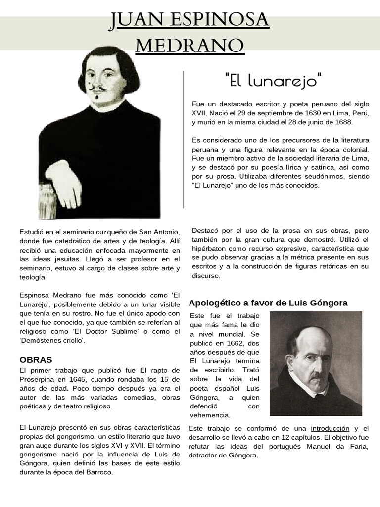 Juan Espinosa Medrano | PDF | Las artes
