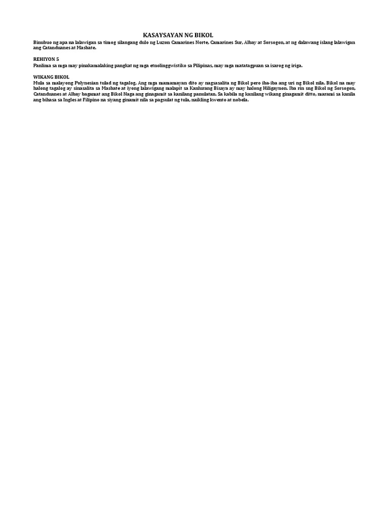 Kasaysayan NG Bikol | PDF