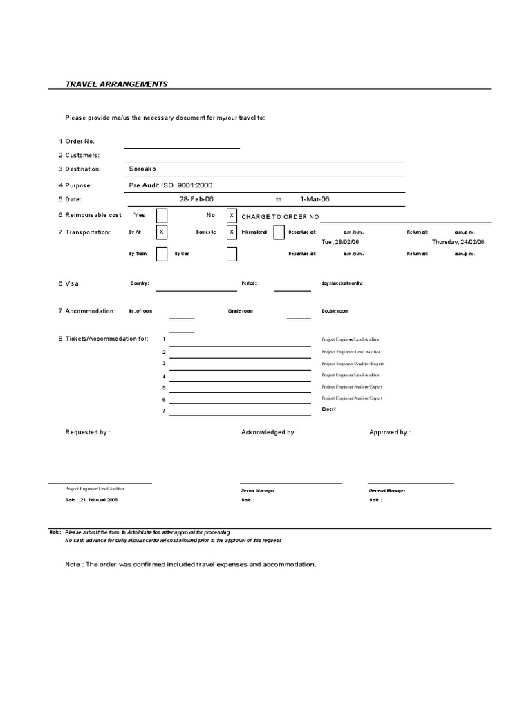 TRAVEL ARRANGEMENT - Sample | Download Free PDF | Service Industries ...