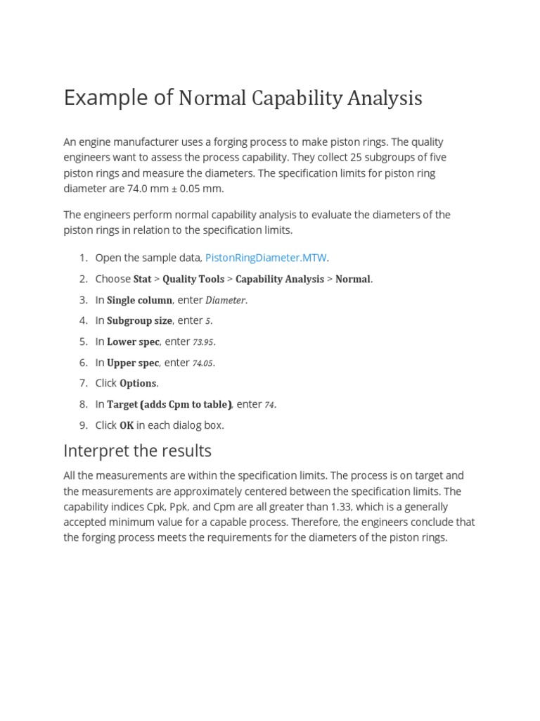 Example of Normal Capability Analysis | PDF
