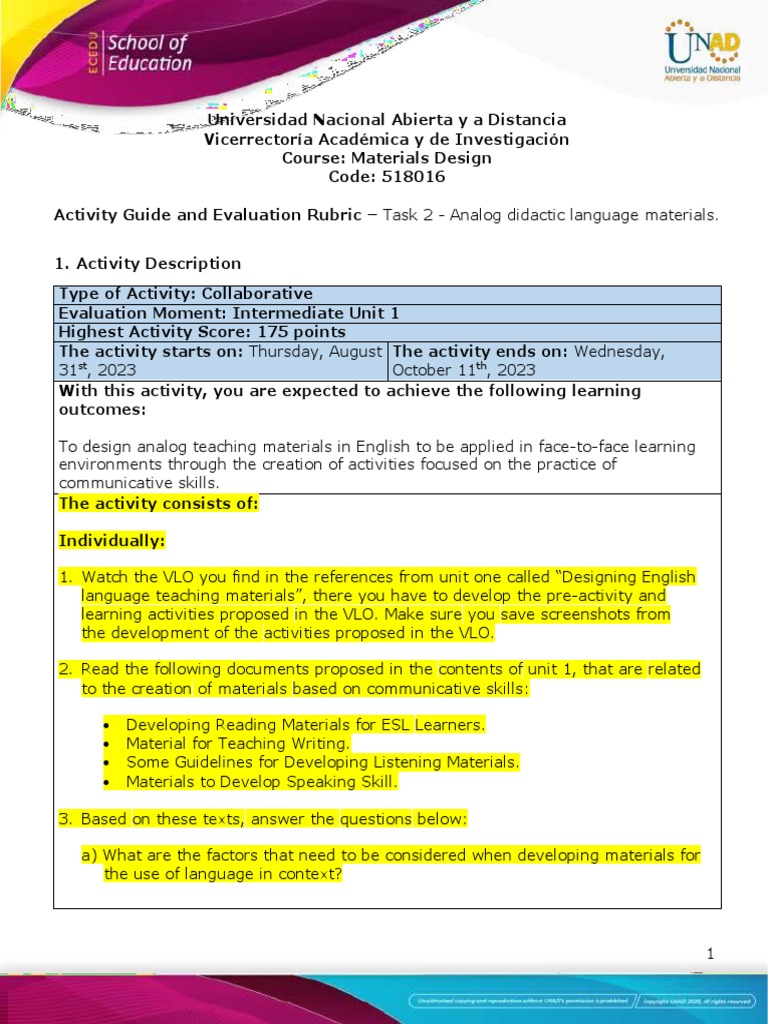 Guia Task 2 | PDF | Language Education | Learning