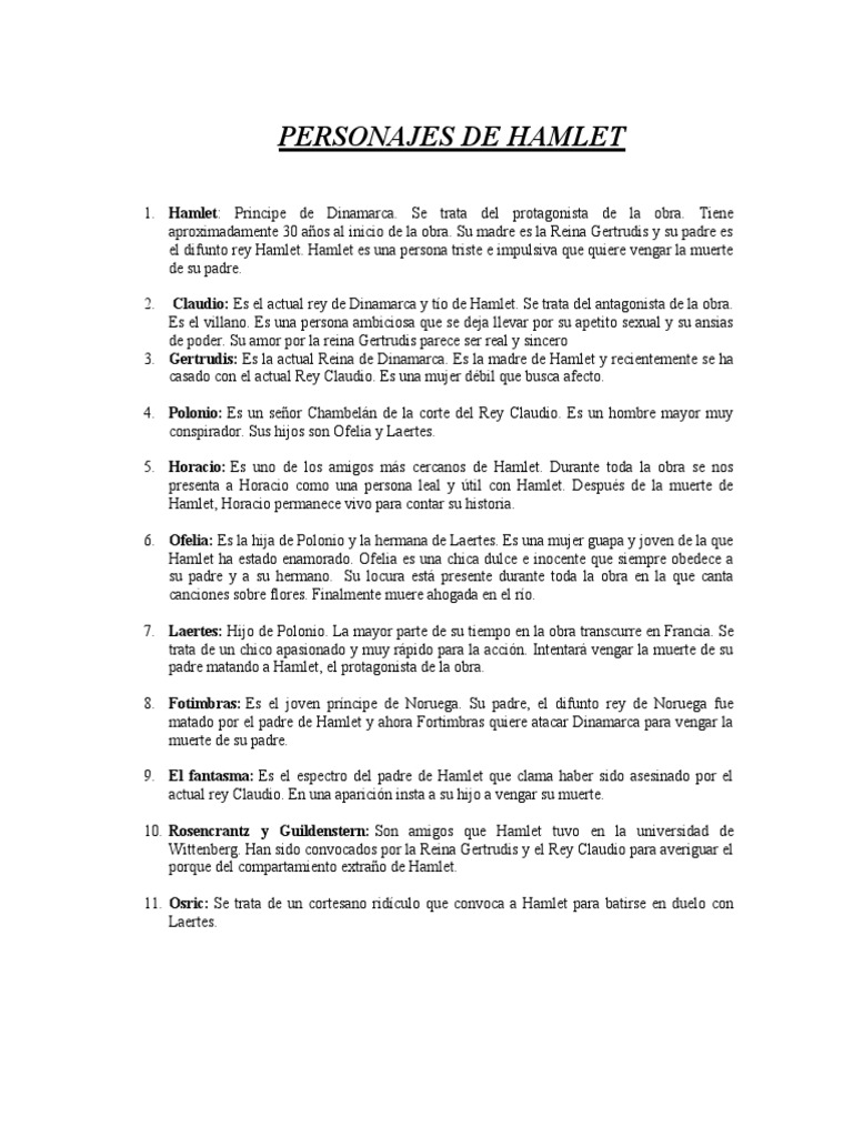 Personajes de Hamlet | PDF